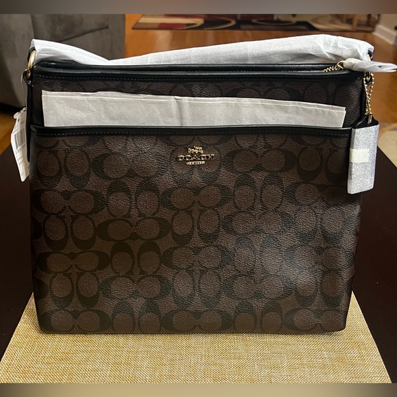 Coach | Bags | Coach Signature File Crossbody Bag Brown Black | Poshmark